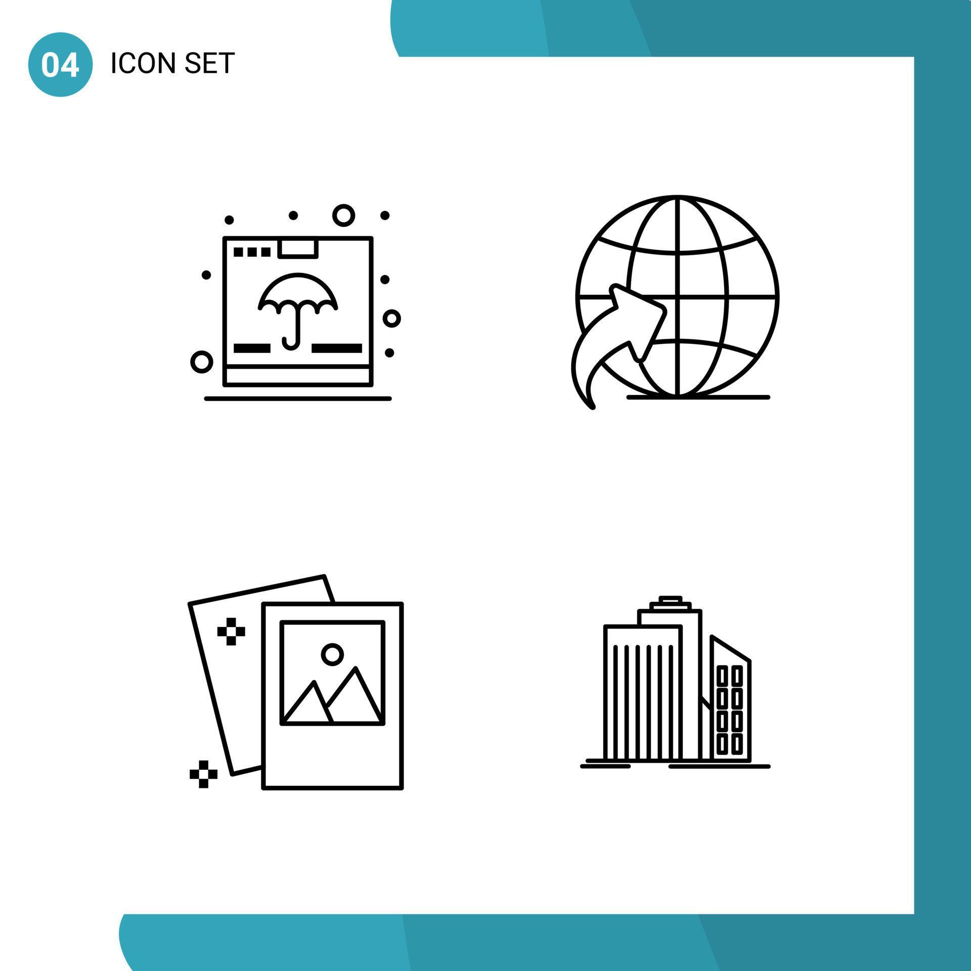 Vector Pack Of 4 Outline Symbols Line Style Icon Set On White Background For Web And Mobile