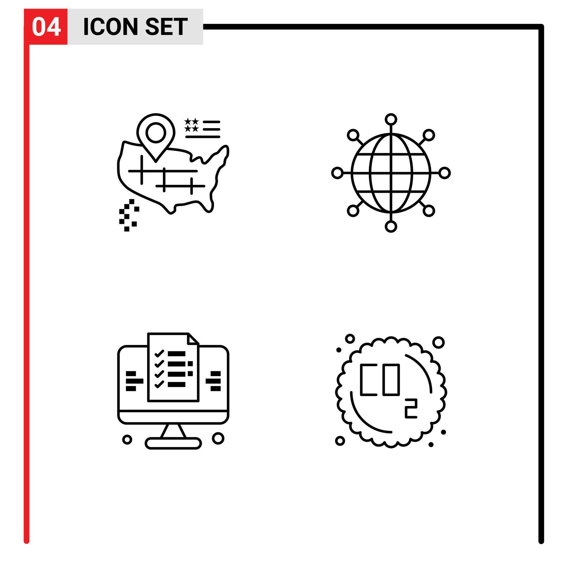 4 User Interface Line Pack Of Modern Signs And Symbols Of Location Web Business Modern Co