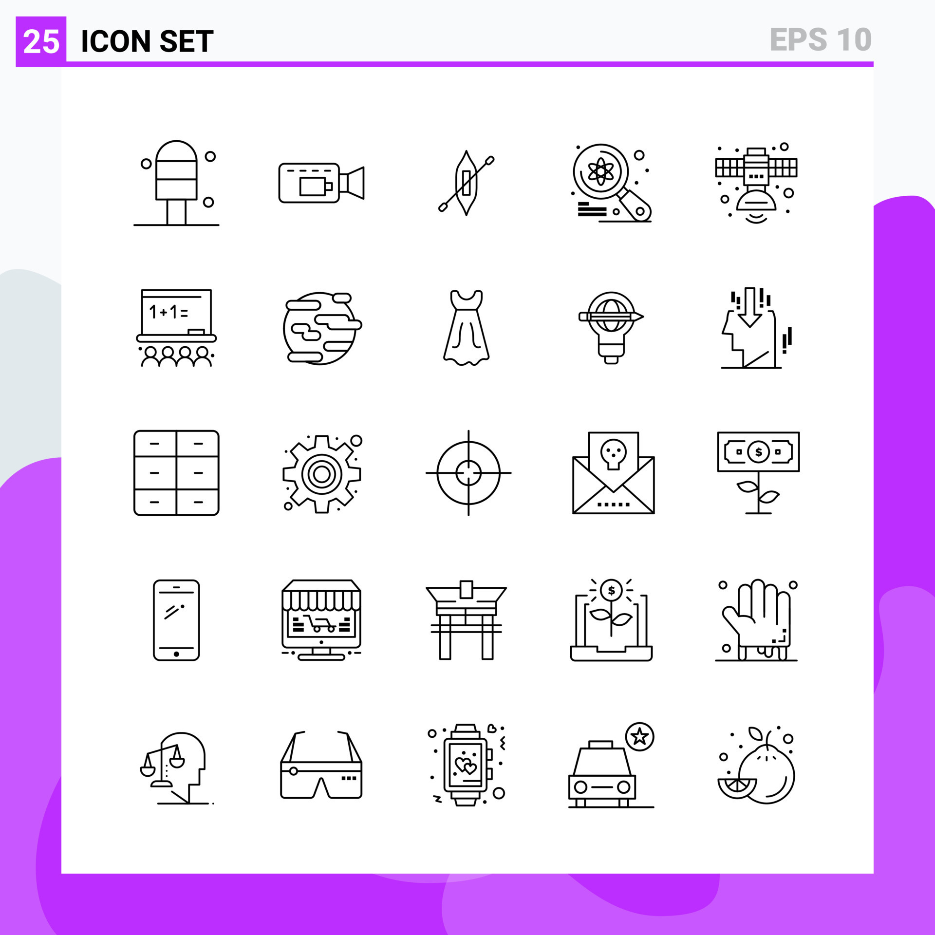 Set Of 25 Icons In Line Style Creative Outline Symbols For Website