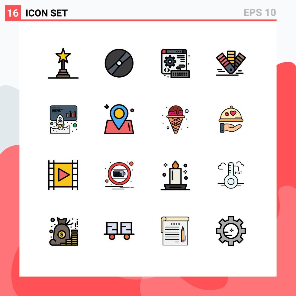 Editable Vector Line Pack of 16 Simple Flat Color Filled Lines of tone ...