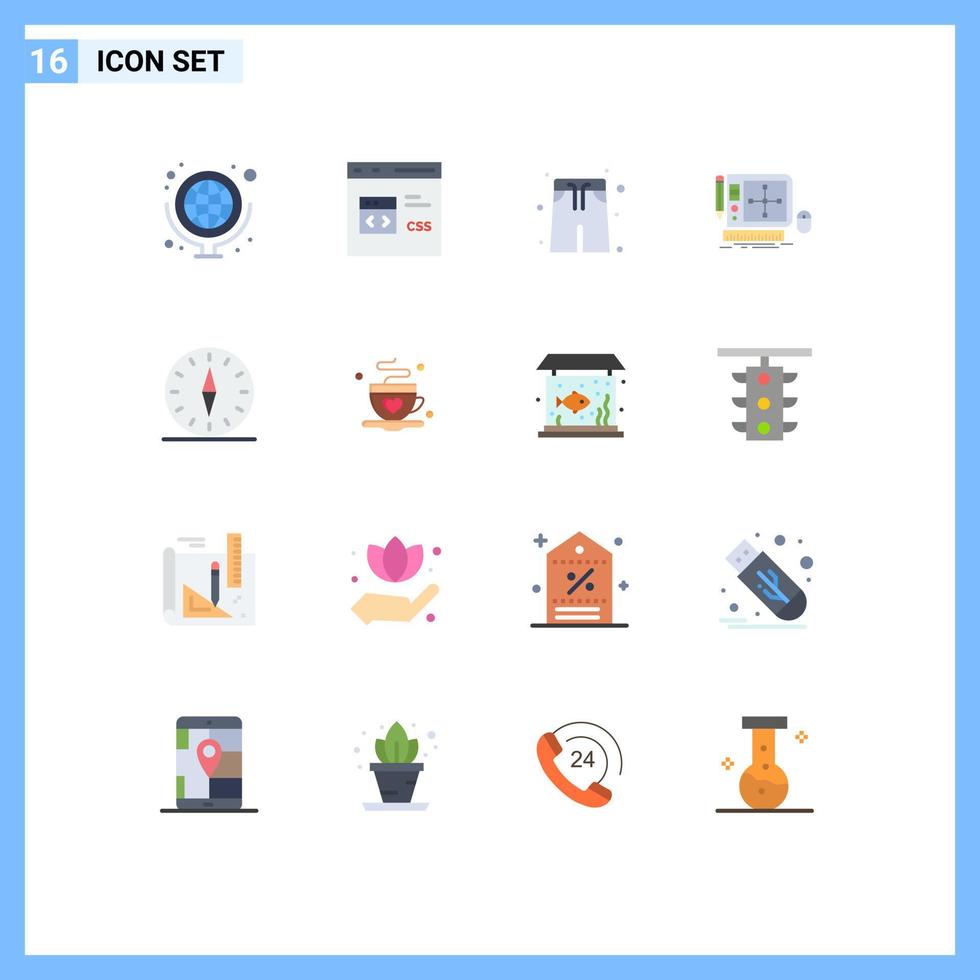 Editable Vector Line Pack Of 16 Simple Flat Colors Of Gps Software Development Tool Design