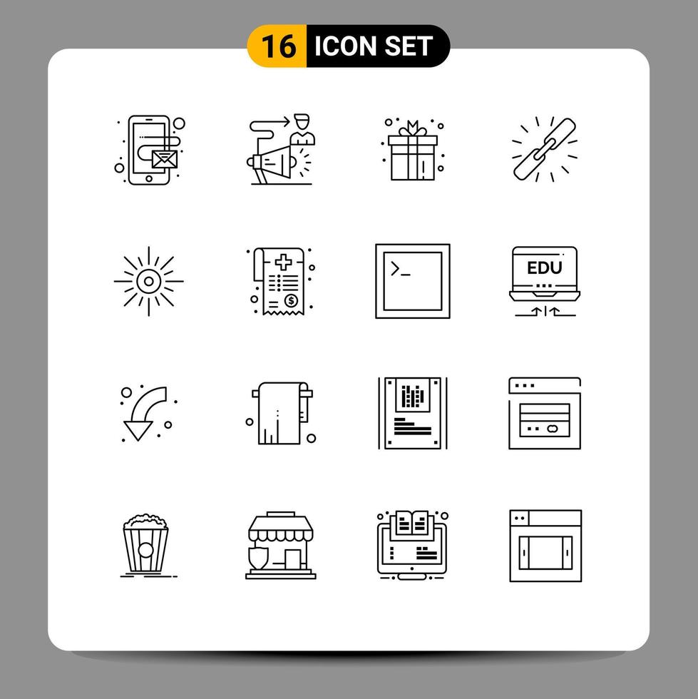 Mobile Interface Outline Set Of 16 Pictograms Of Web Chain T Connect Play Editable Vector