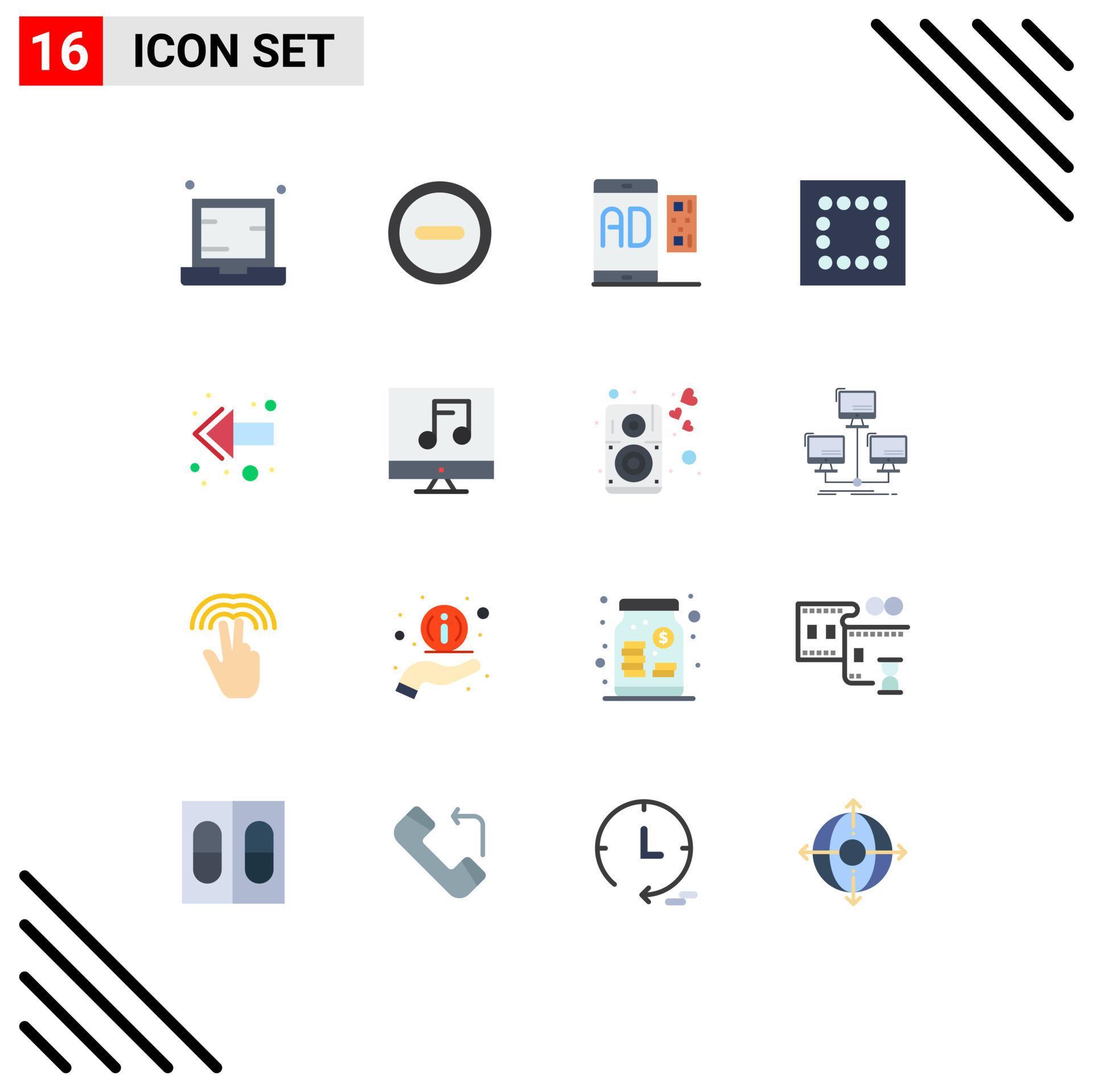 User Interface Pack Of 16 Basic Flat Colors Of Left Arrow Ad Minimize Mobile Editable Pack Of