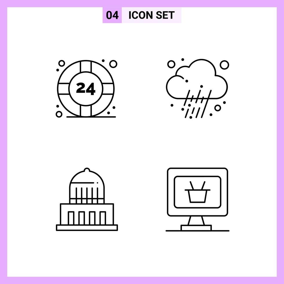 4 Icons in Line Style Outline Symbols on White Background Creative ...