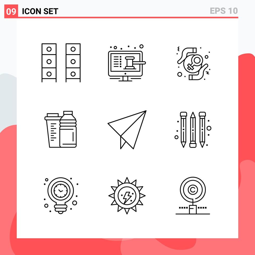 Collection Of 9 Vector Icons In Line Style Modern Outline Symbols For Web And Mobile Line Icon