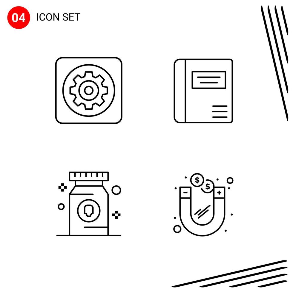 Collection of 4 Vector Icons in Line style. Pixle Perfect Outline ...
