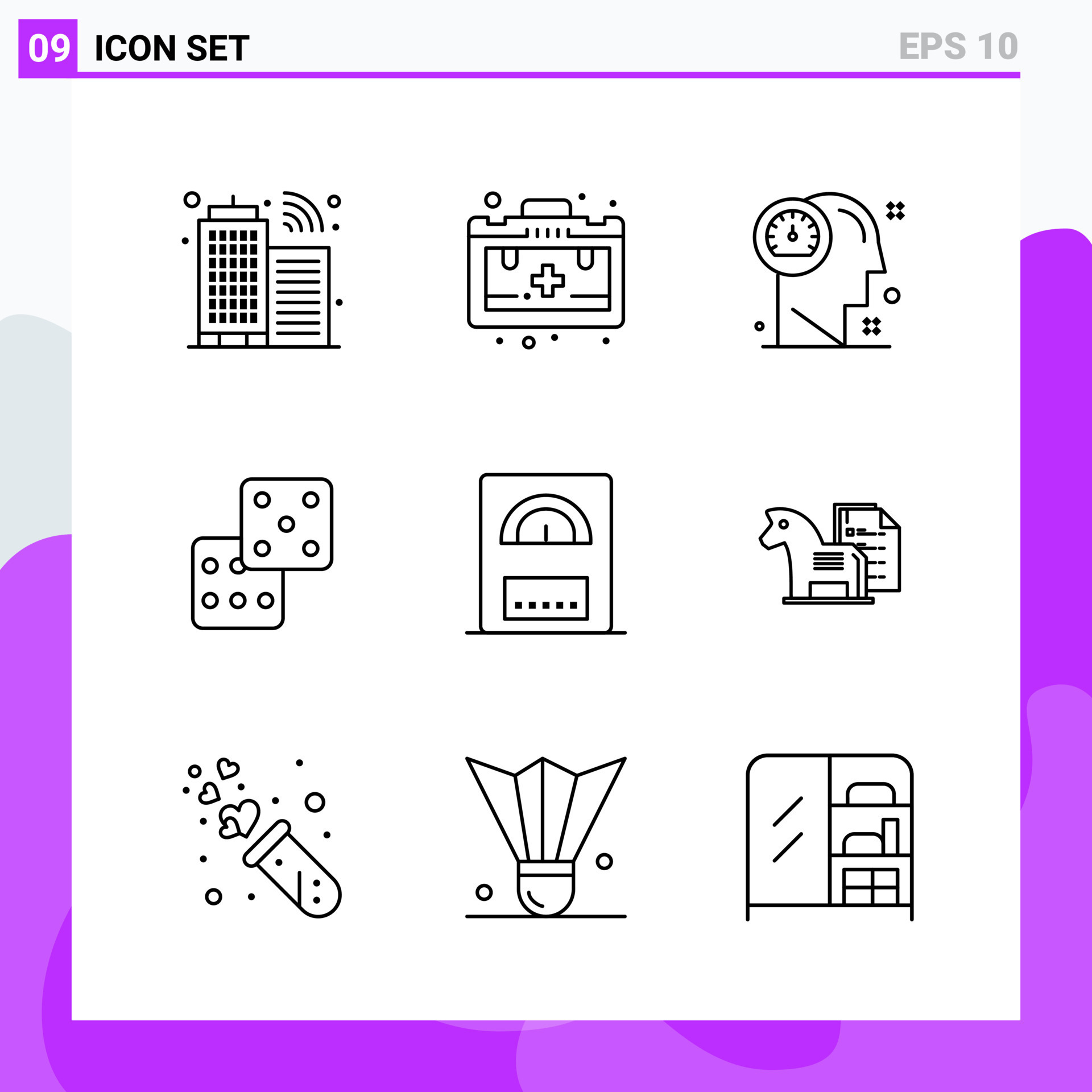 Set Of 9 Icons In Line Style Creative Outline Symbols For Website Design And Mobile Apps Simple