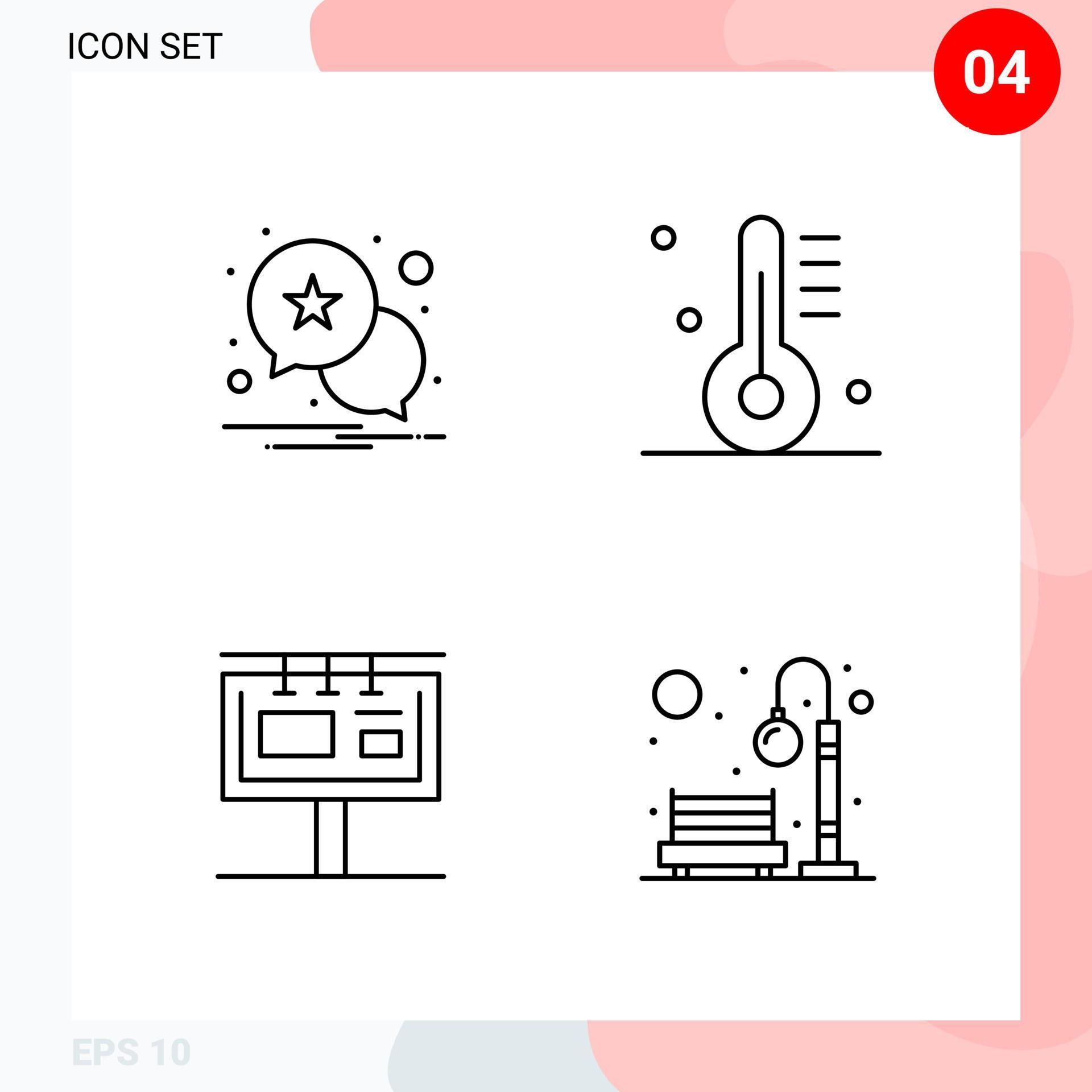 Vector Pack Of 4 Icons In Line Style Creative Outline Pack Isolated On White Background For Web
