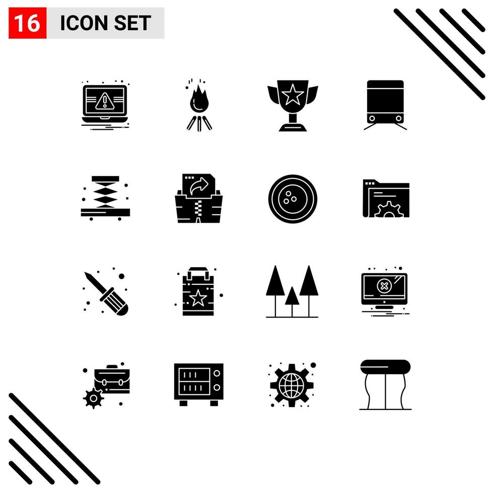 User Interface Pack of 16 Basic Solid Glyphs of construction train camp ... User Interface Pack of 16 Basic Solid Glyphs of construction train camp ...