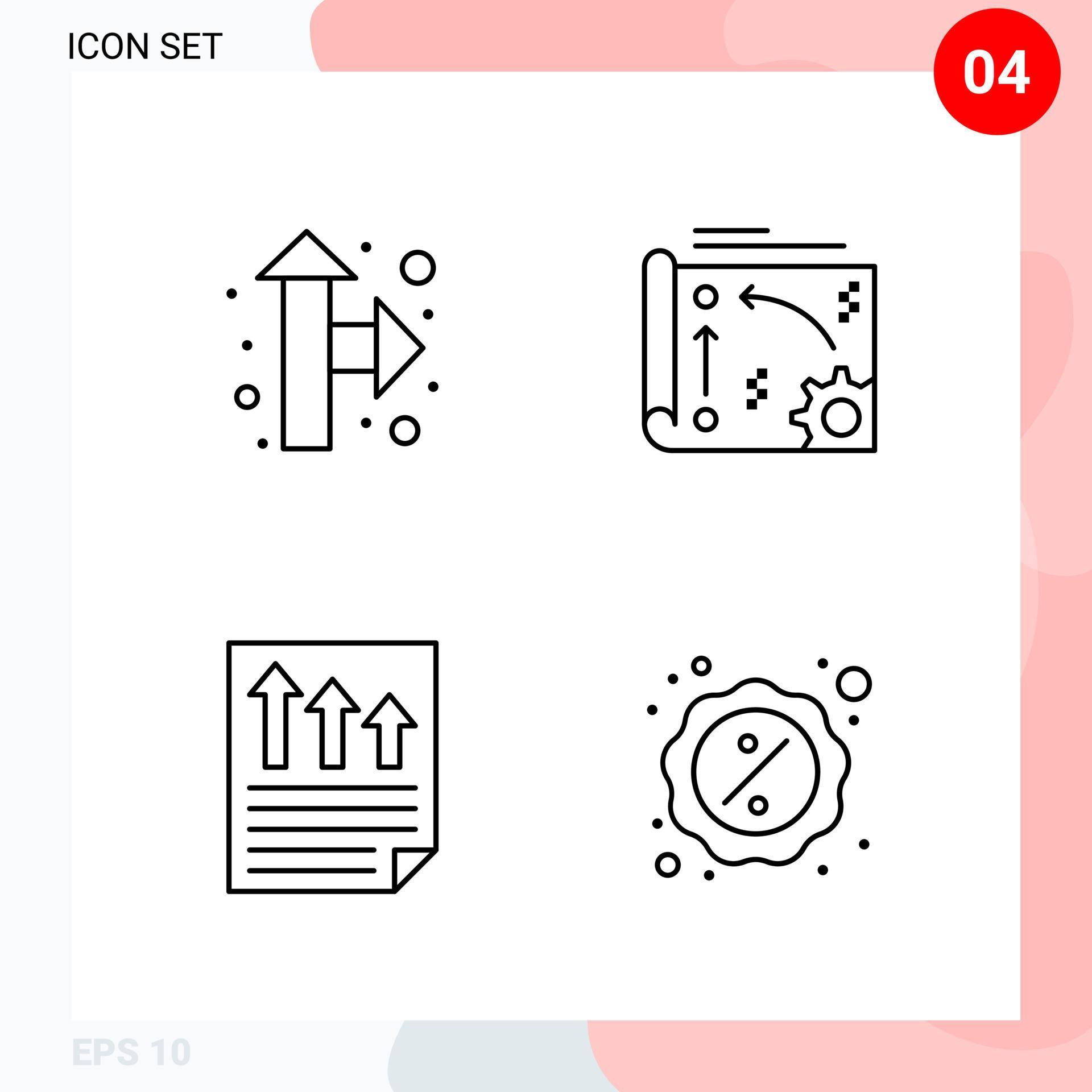Vector Pack Of 4 Icons In Line Style Creative Outline Pack Isolated On White Background For Web