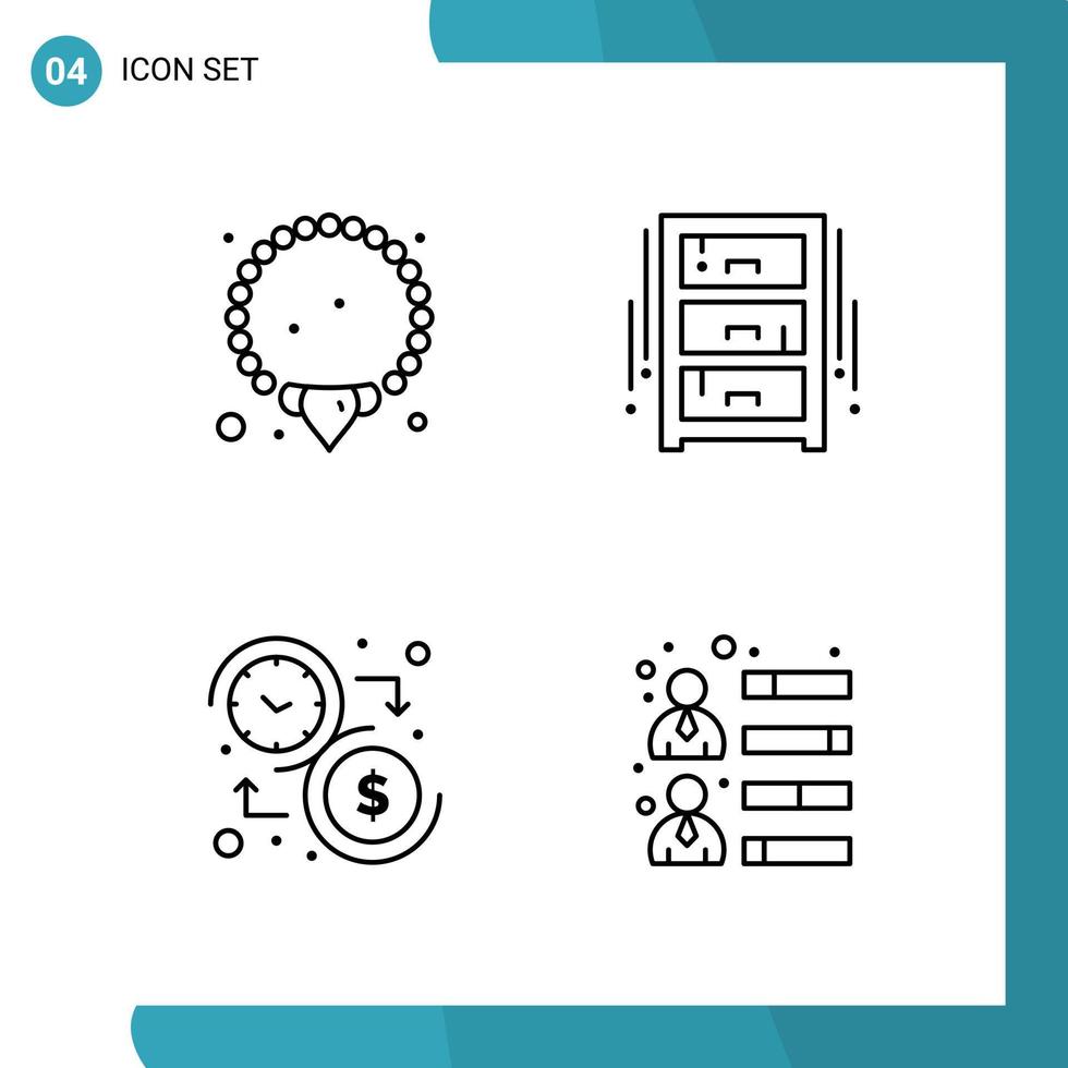 Vector Pack Of 4 Outline Symbols Line Style Icon Set On White Background For Web And Mobile