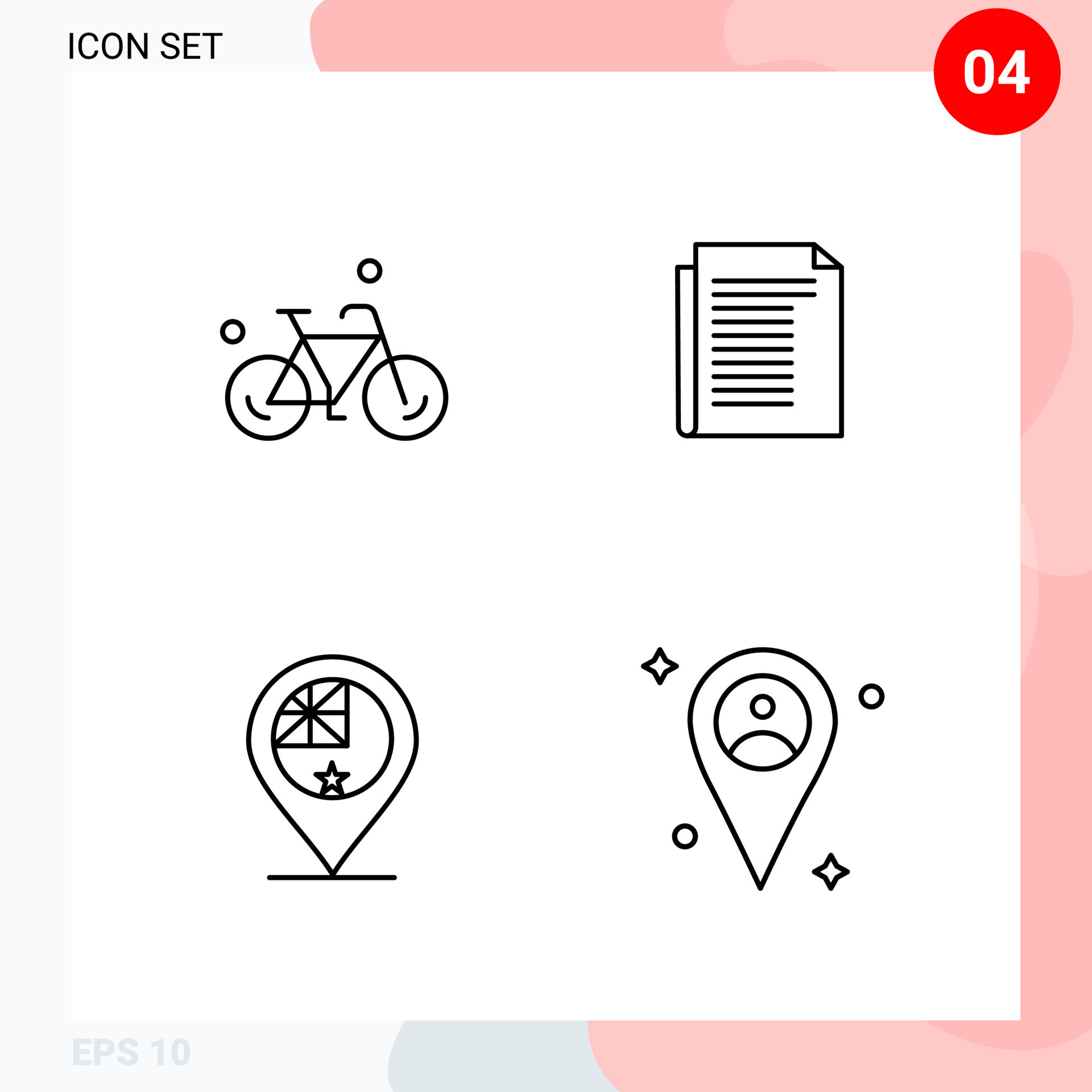Vector Pack Of 4 Icons In Line Style Creative Outline Pack Isolated On White Background For Web
