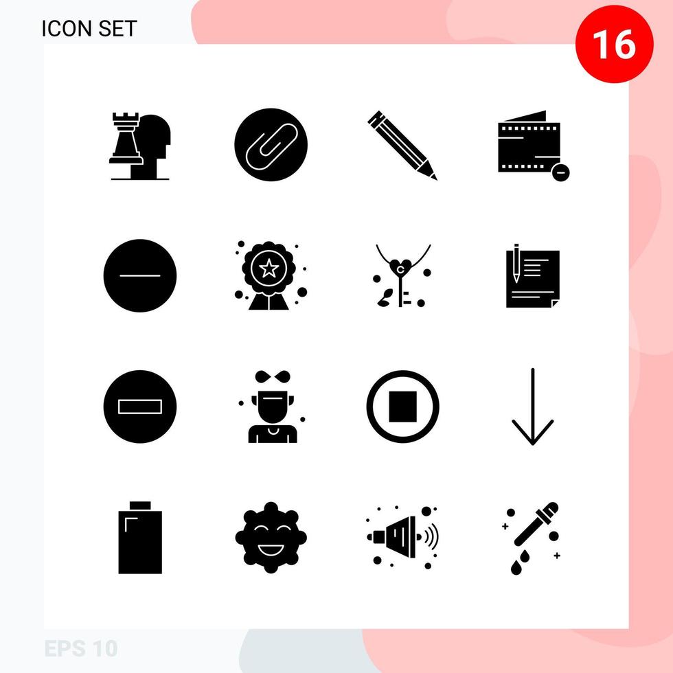 Vector Pack of 16 Icons in Solid Style Creative Glyph Pack isolated on ...