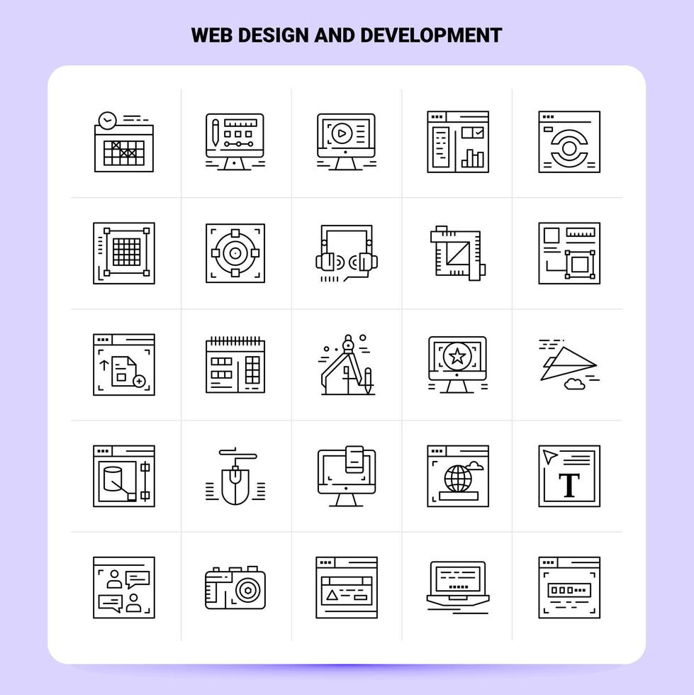 Outline 25 Web Design And Development Icon Set Vector Line Style Design Black Icons Set Linear