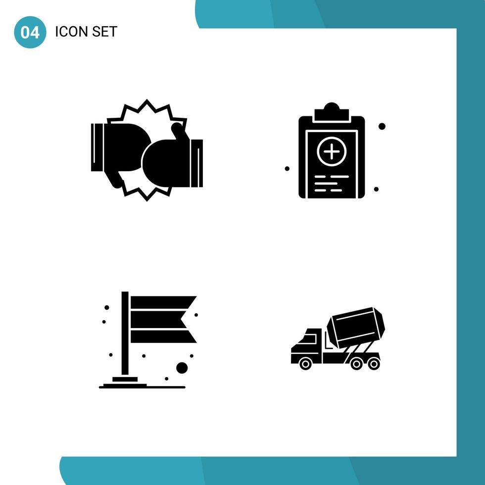 Vector Pack of 4 Glyph Symbols Solid Style Icon Set on White Background ...