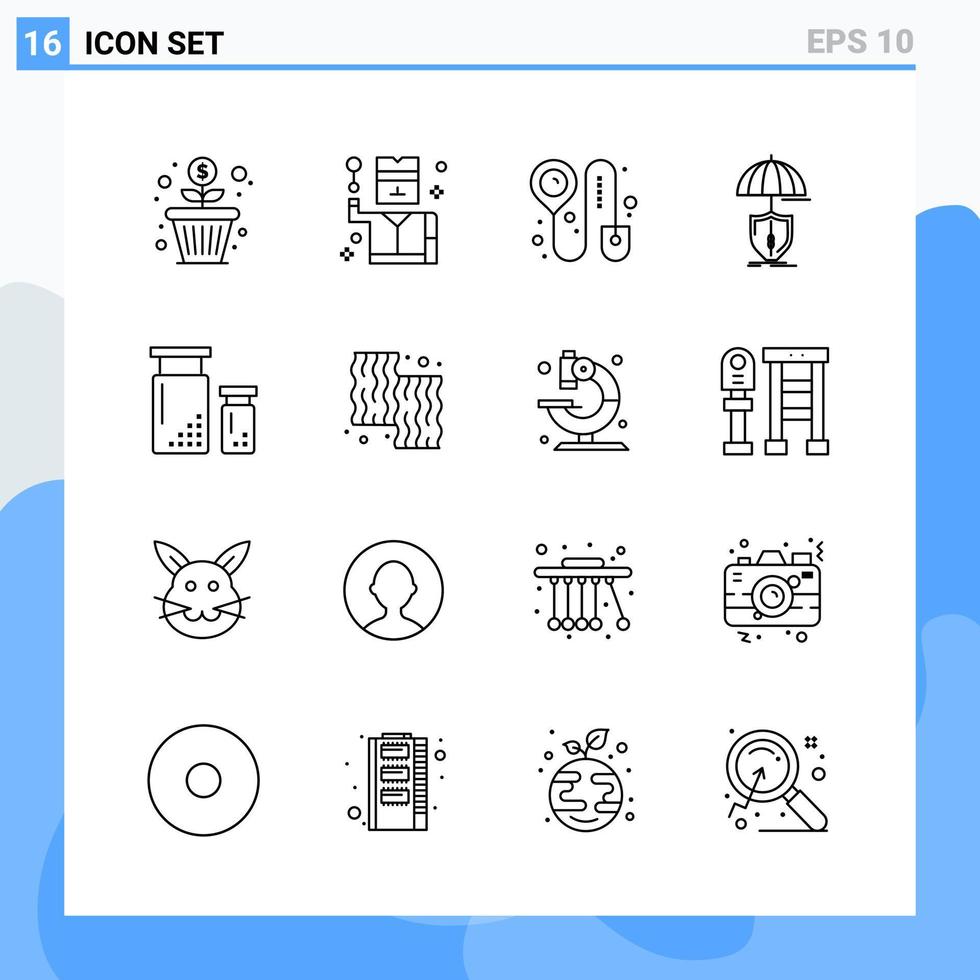 Modern 16 Line style icons Outline Symbols for general use Creative ...