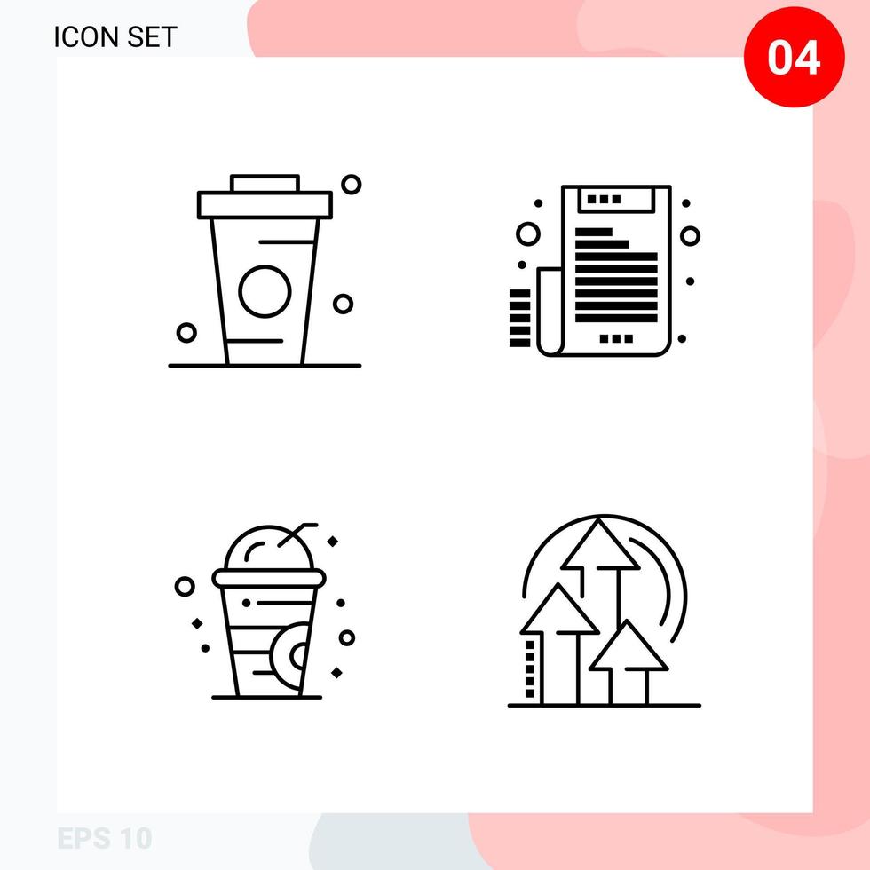 Vector Pack of 4 Icons in Line Style Creative Outline Pack isolated on ...