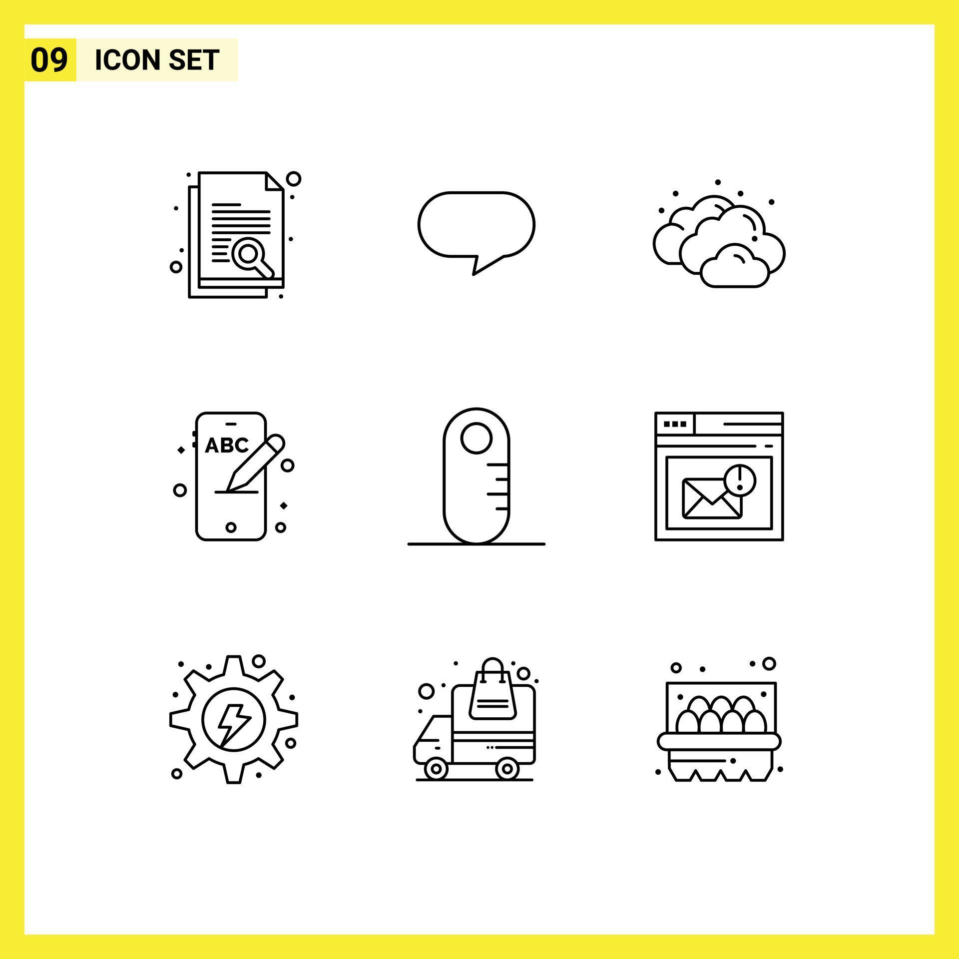 Set Of 9 Modern Ui Icons Symbols Signs For Inbox Audiometer Cloudy Ruler Phone Editable Vector