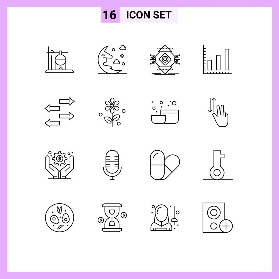 16 User Interface Outline Pack of modern Signs and Symbols of import ...