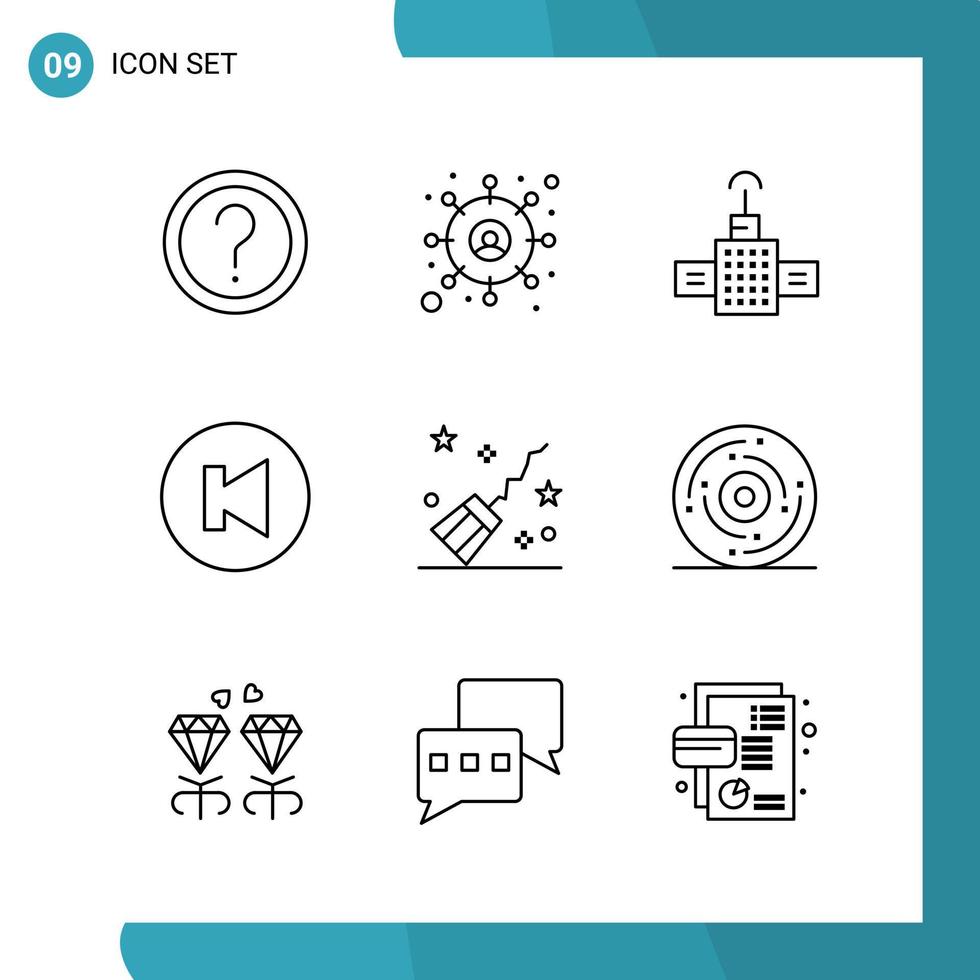 Vector Pack of 9 Outline Symbols Line Style Icon Set on White ...