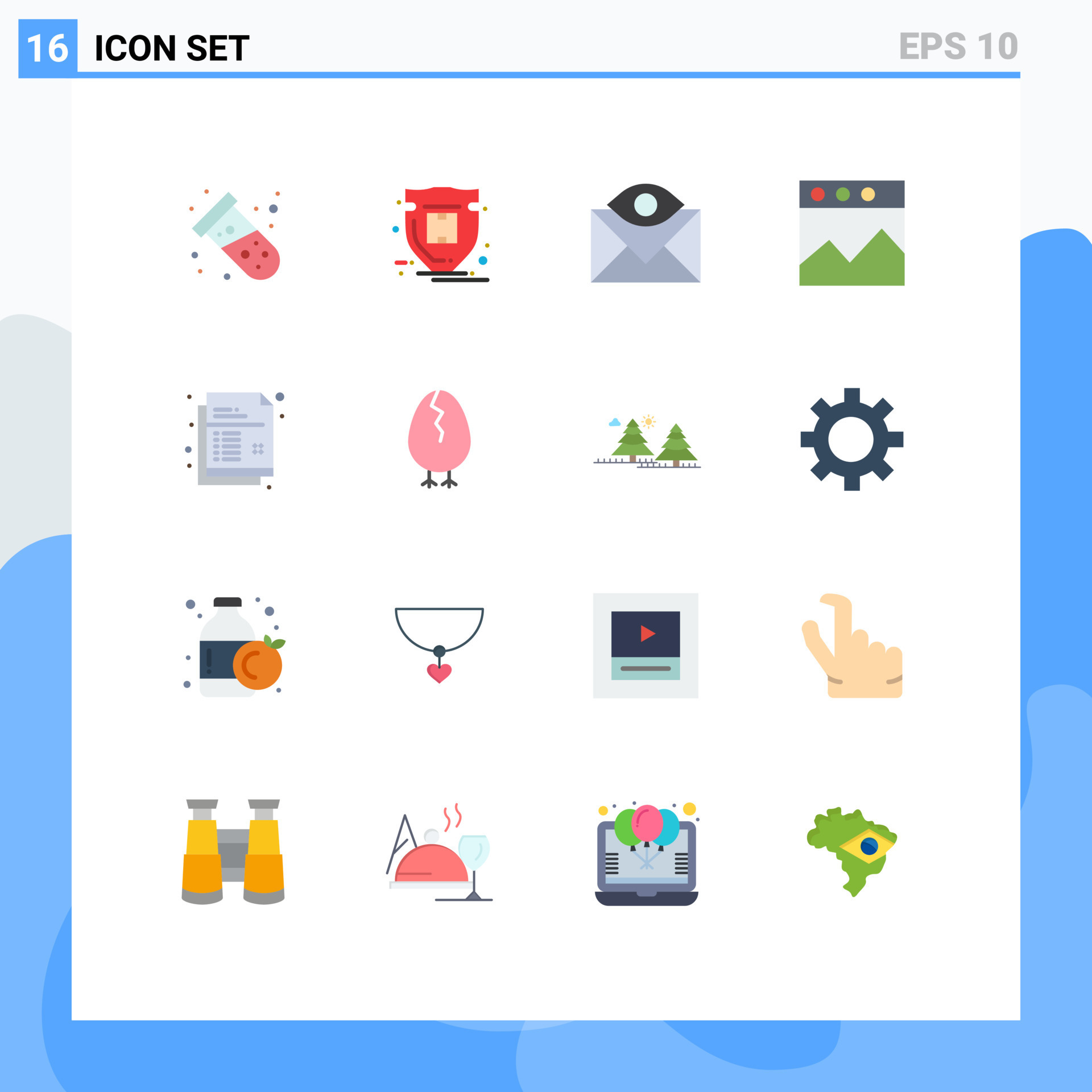16 Thematic Vector Flat Colors And Editable Symbols Of Document Website