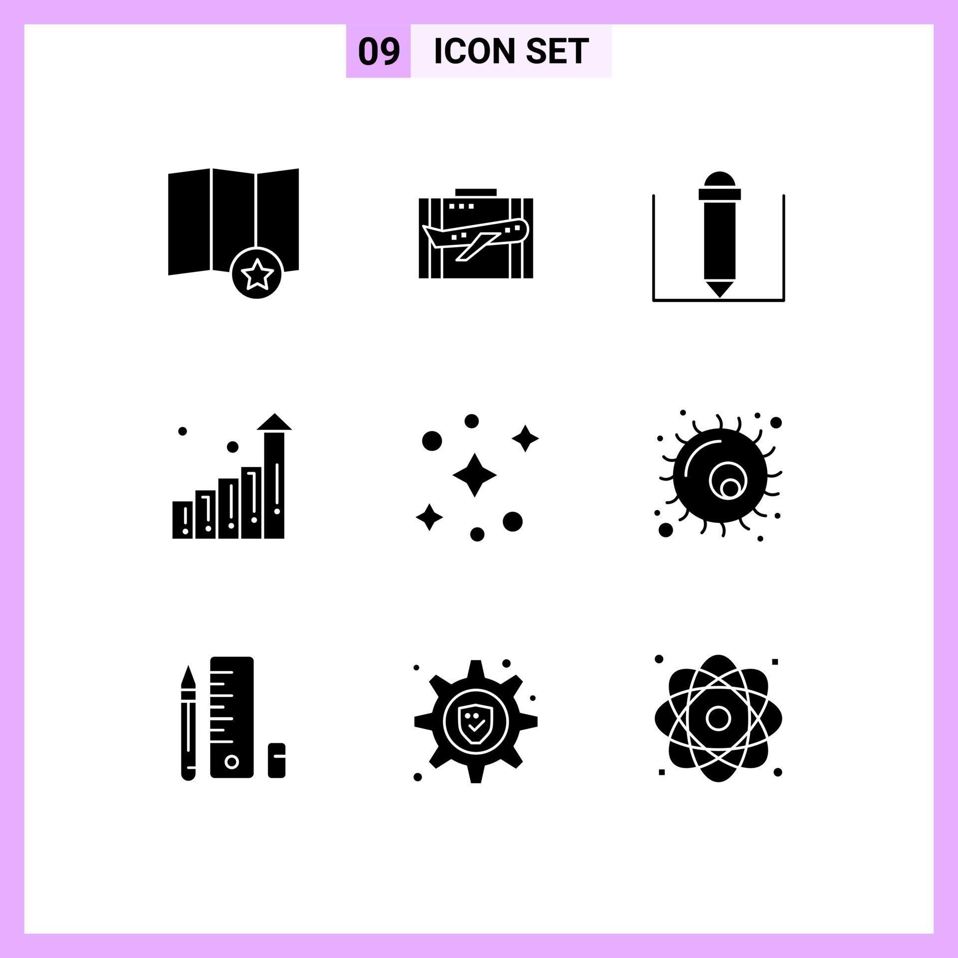 Modern Set of 9 Solid Glyphs and symbols such as stars galaxy portfolio ...