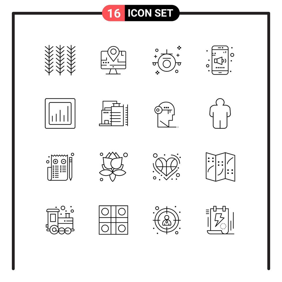 Set of 16 Vector Outlines on Grid for chart volume each sound app Editable Vector Design ...