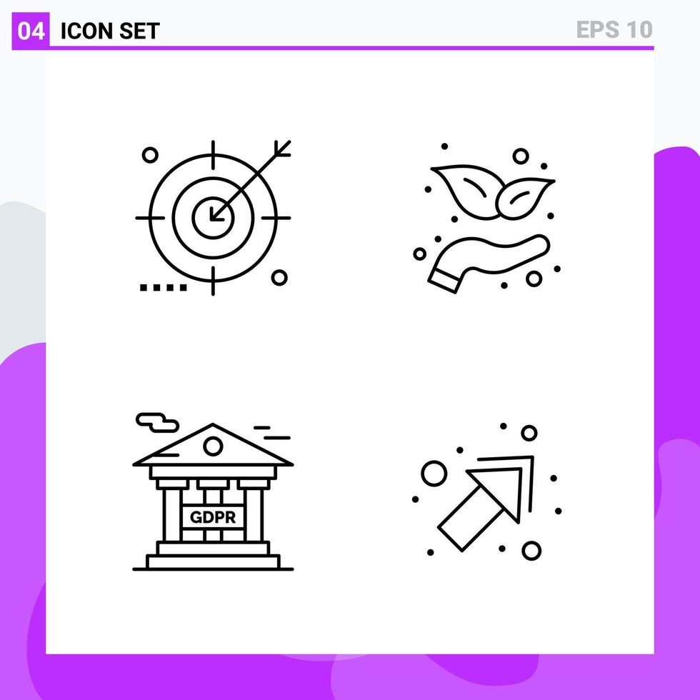 Set of 4 icons in Line style Creative Outline Symbols for Website ...