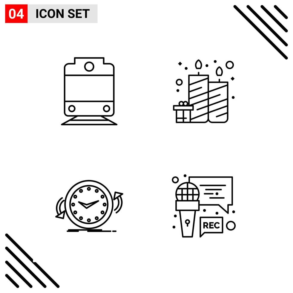Pixle Perfect Set Of 4 Line Icons Outline Icon Set For Webite Designing And Mobile Applications
