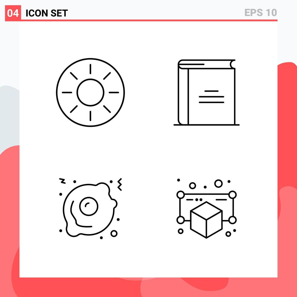 Collection Of 4 Vector Icons In Line Style Modern Outline Symbols For Web And Mobile Line Icon