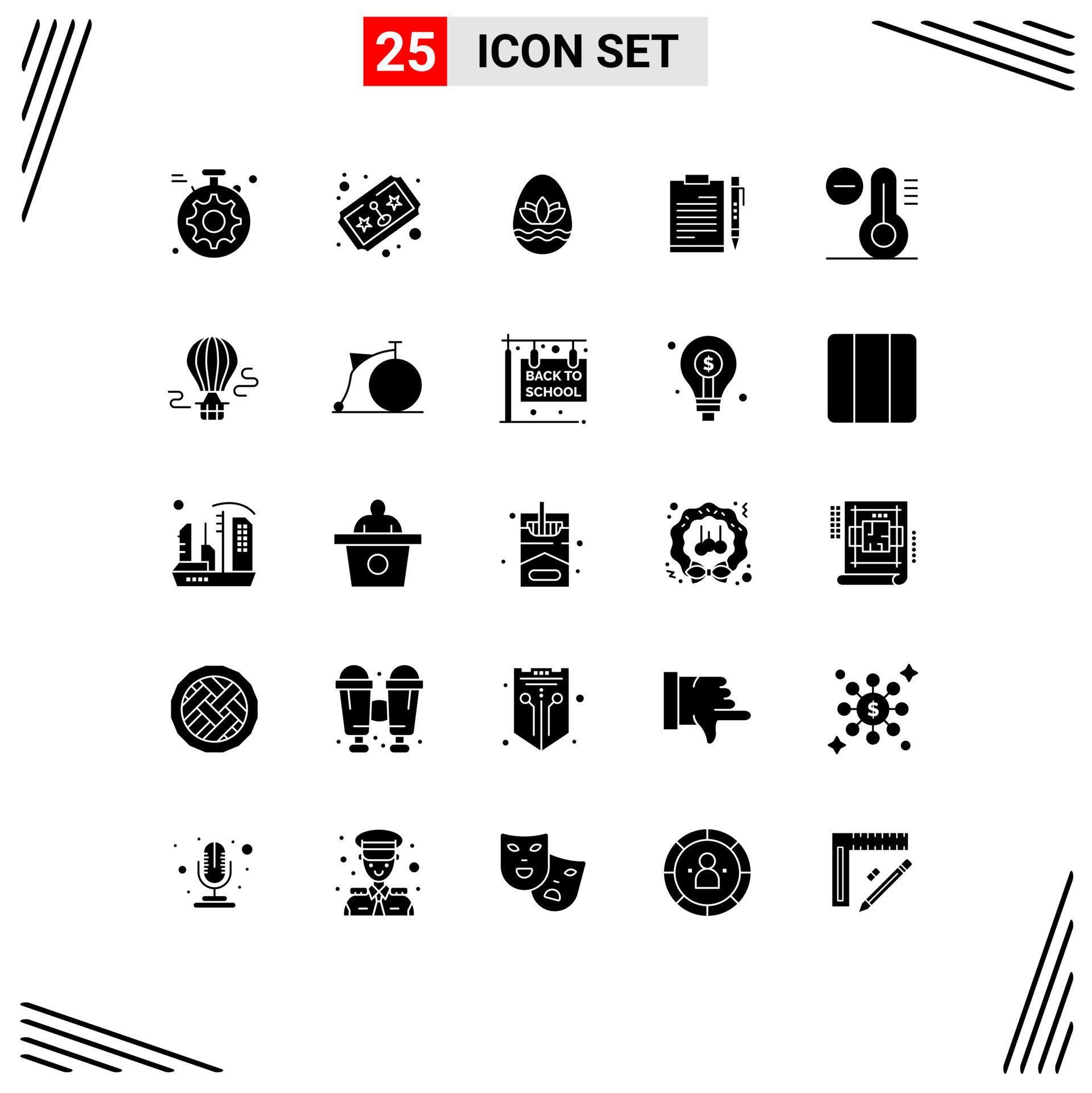 User Interface Pack of 25 Basic Solid Glyphs of sheet page egg file business Editable Vector ...