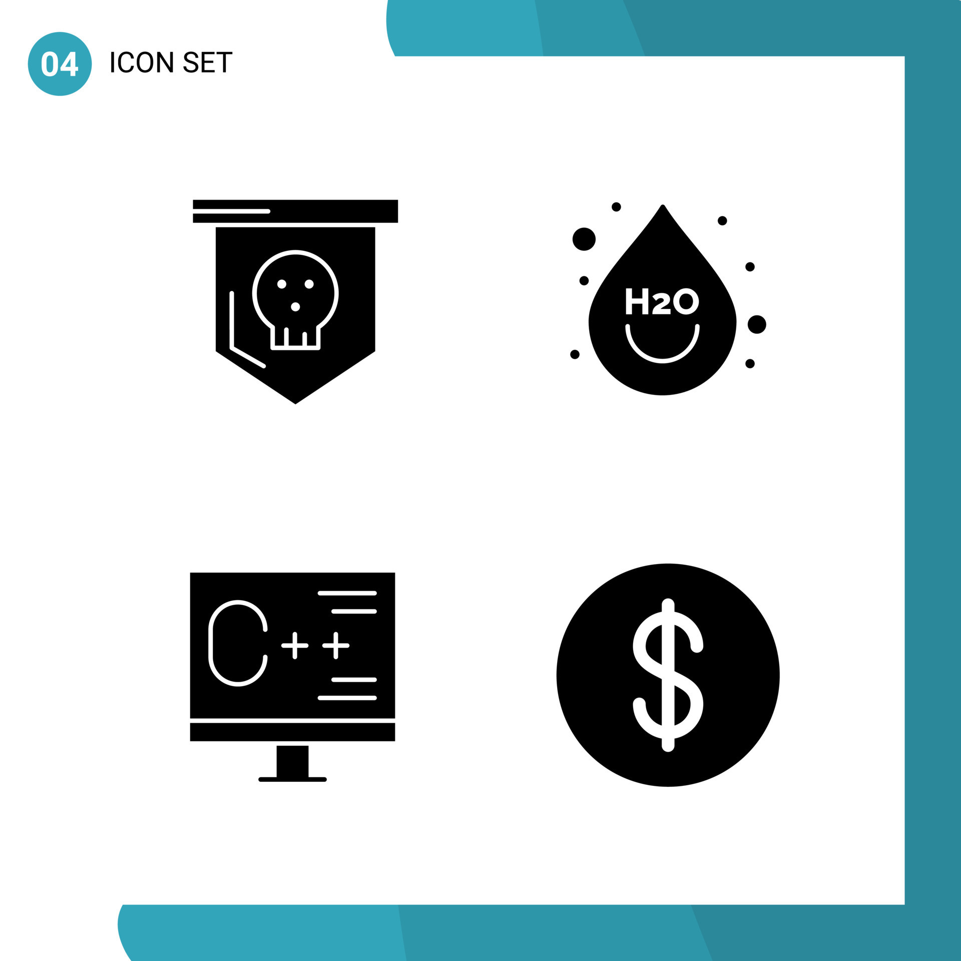 Vector Pack of 4 Glyph Symbols Solid Style Icon Set on White Background ...