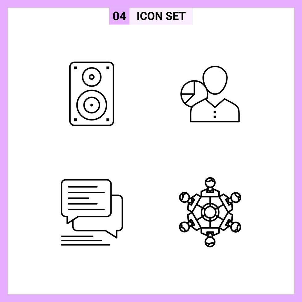 4 Icons in Line Style Outline Symbols on White Background Creative ...