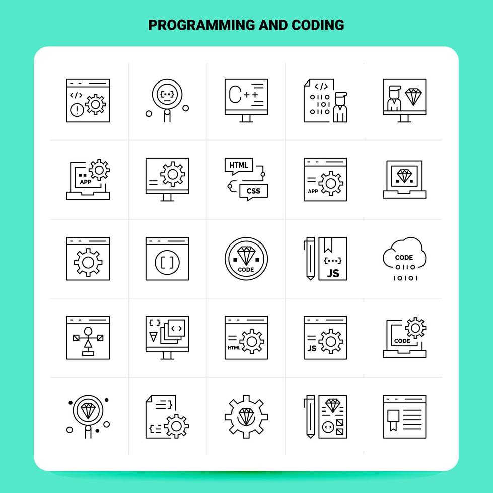esquema 25 conjunto de iconos de programación y codificación diseño de ...