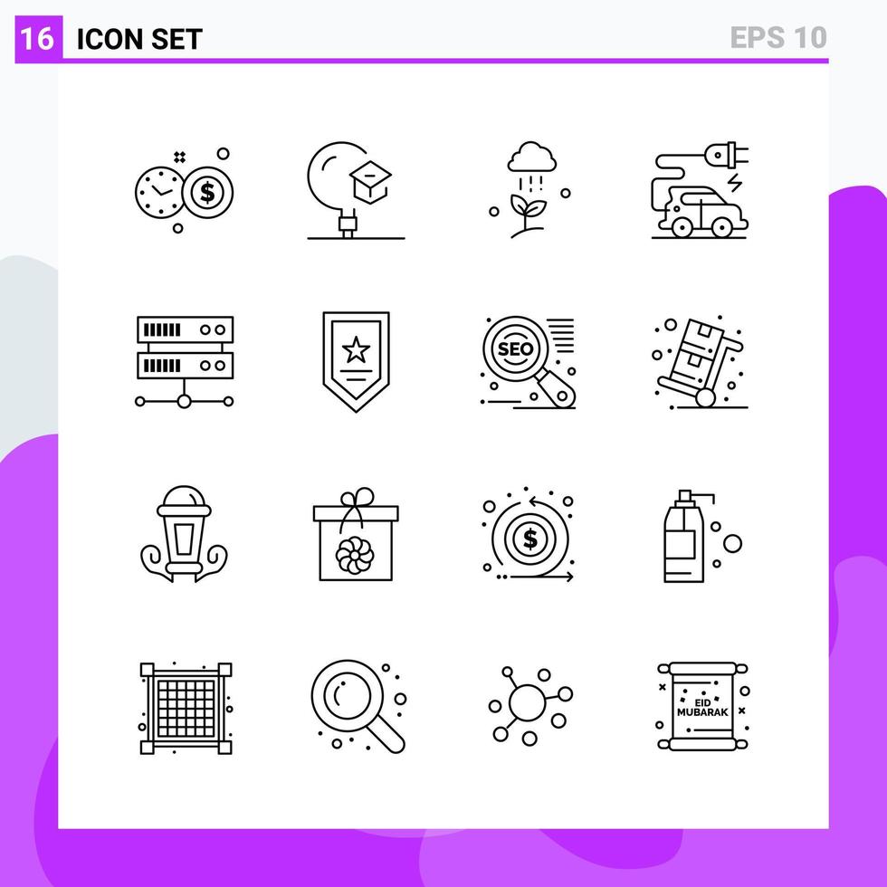 Set of 16 icons in Line style Creative Outline Symbols for Website ...