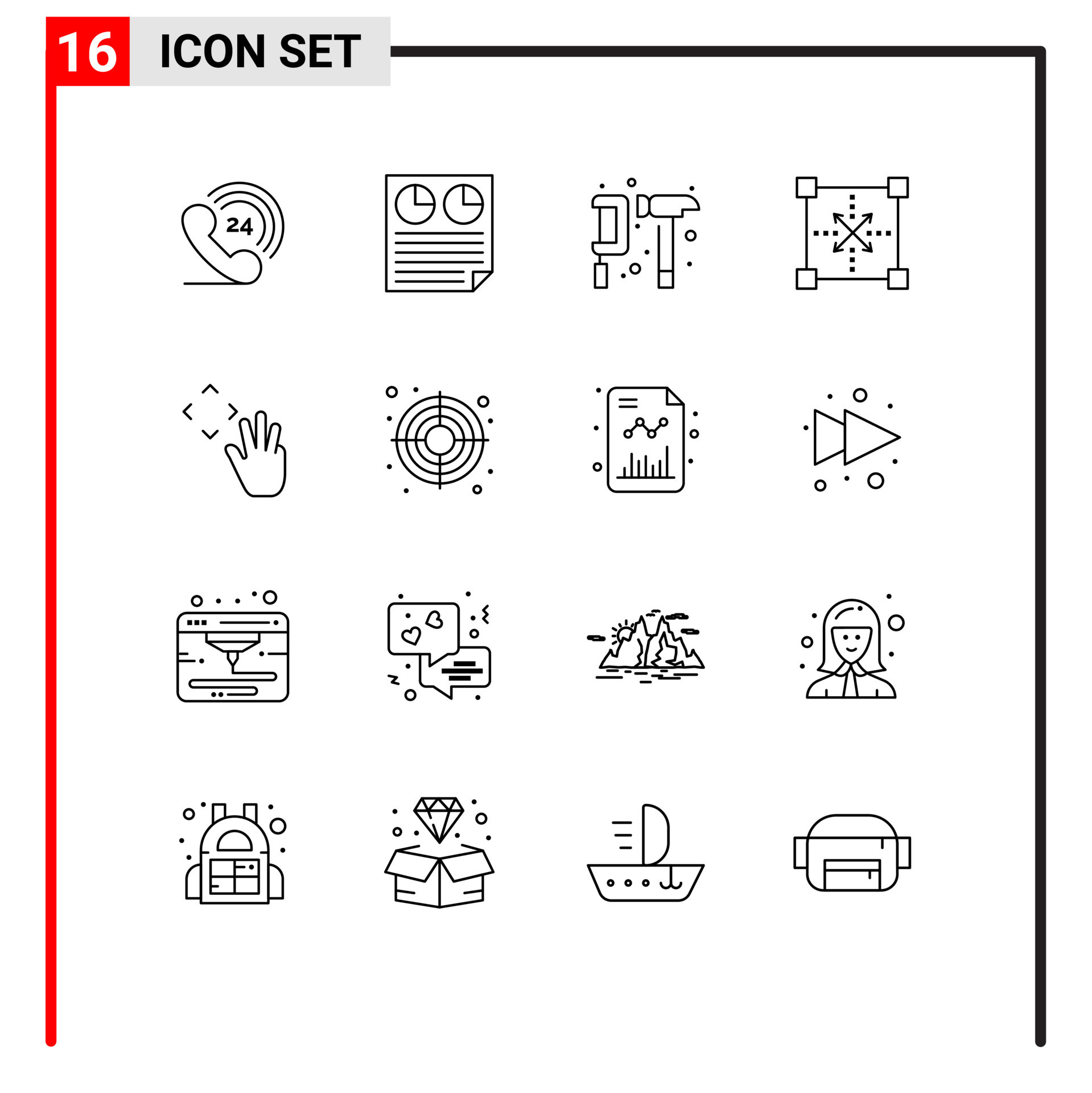 User Interface Pack Of 16 Basic Outlines Of Programing Design Report Coding Gear Editable Vector