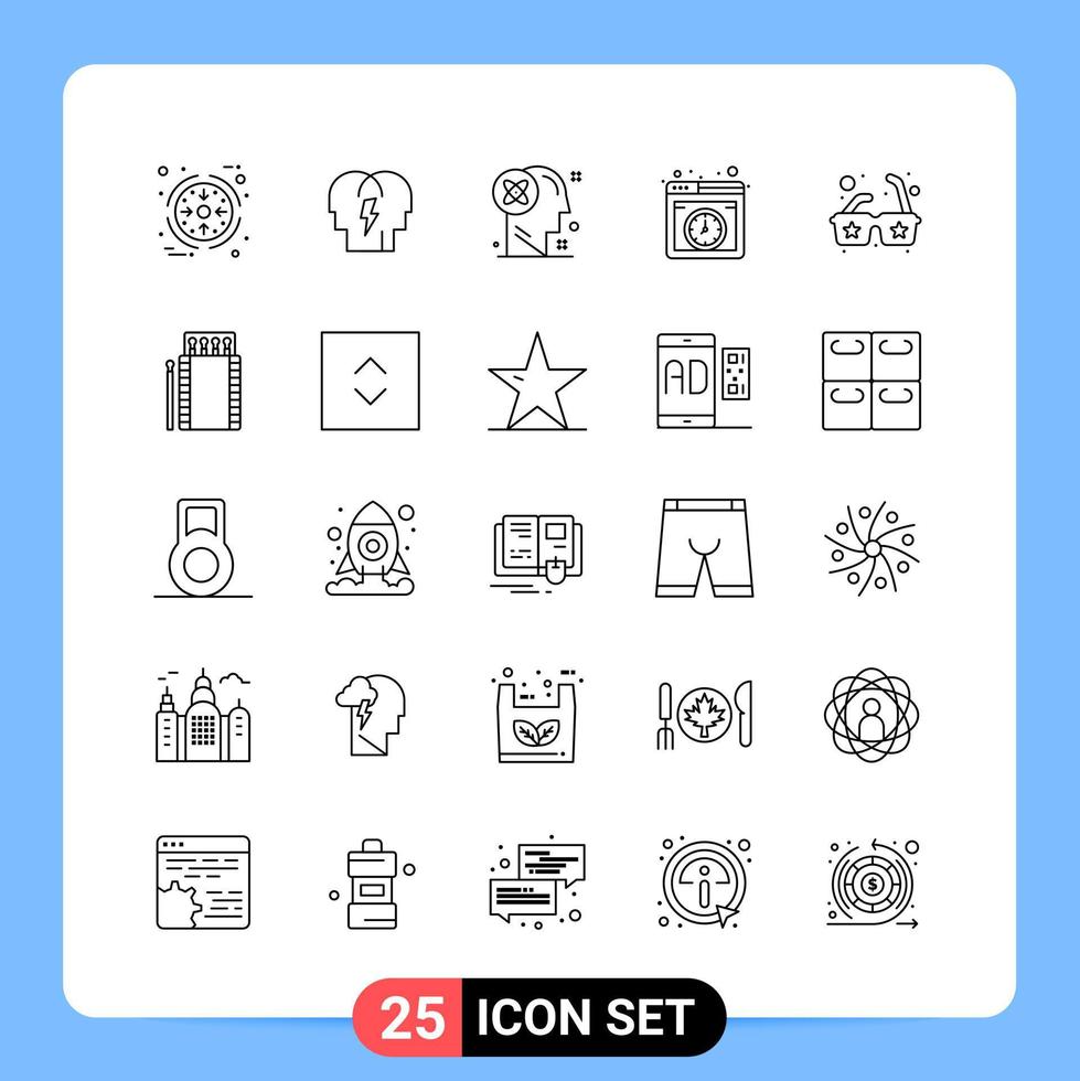 25 Line Black Icon Pack Outline Symbols for Mobile Apps isolated on ...