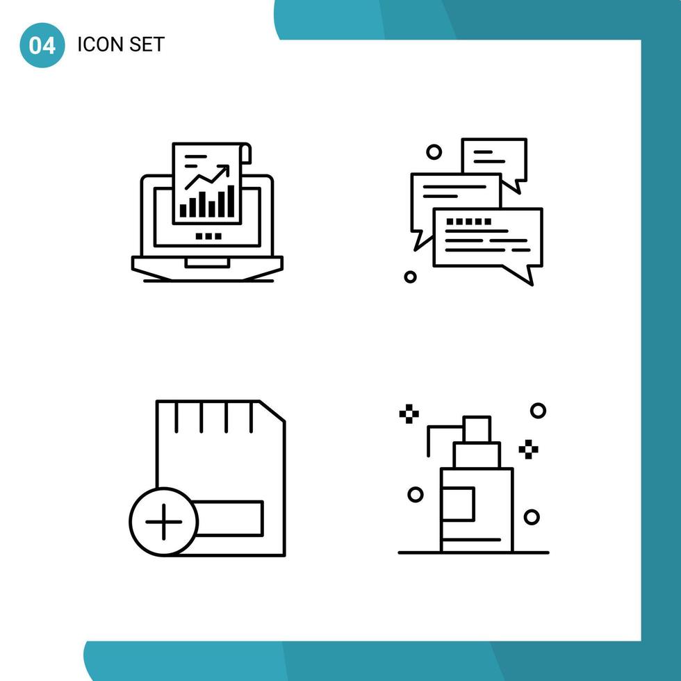 Vector Pack of 4 Outline Symbols Line Style Icon Set on White ...