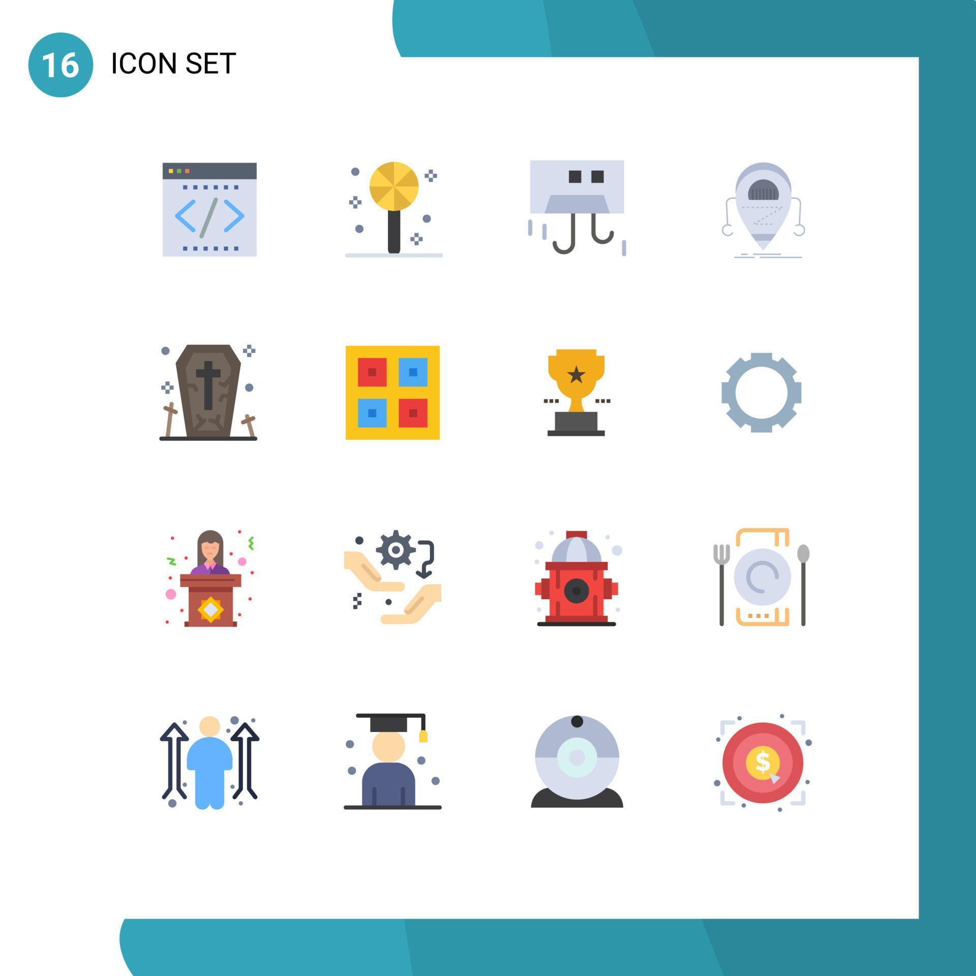 16 User Interface Flat Color Pack Of Modern Signs And Symbols Of Technology Droid Air Beta