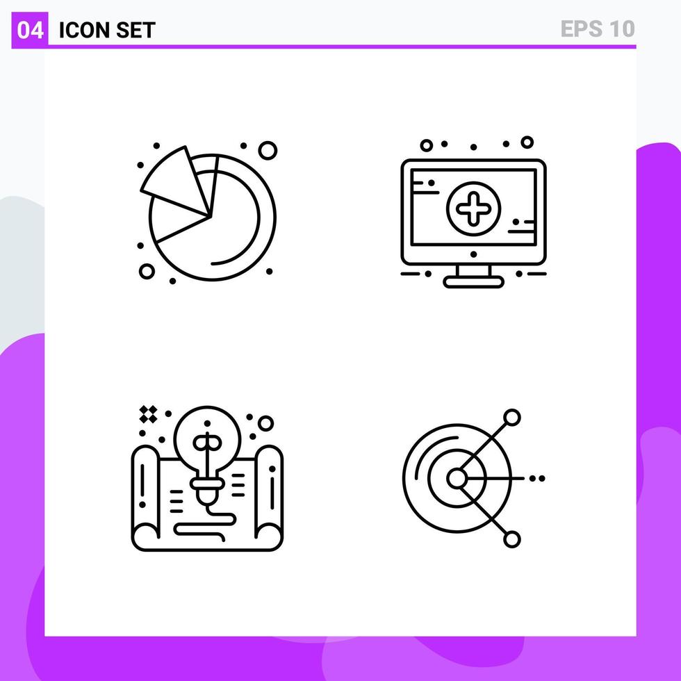 Set of 4 icons in Line style Creative Outline Symbols for Website ...