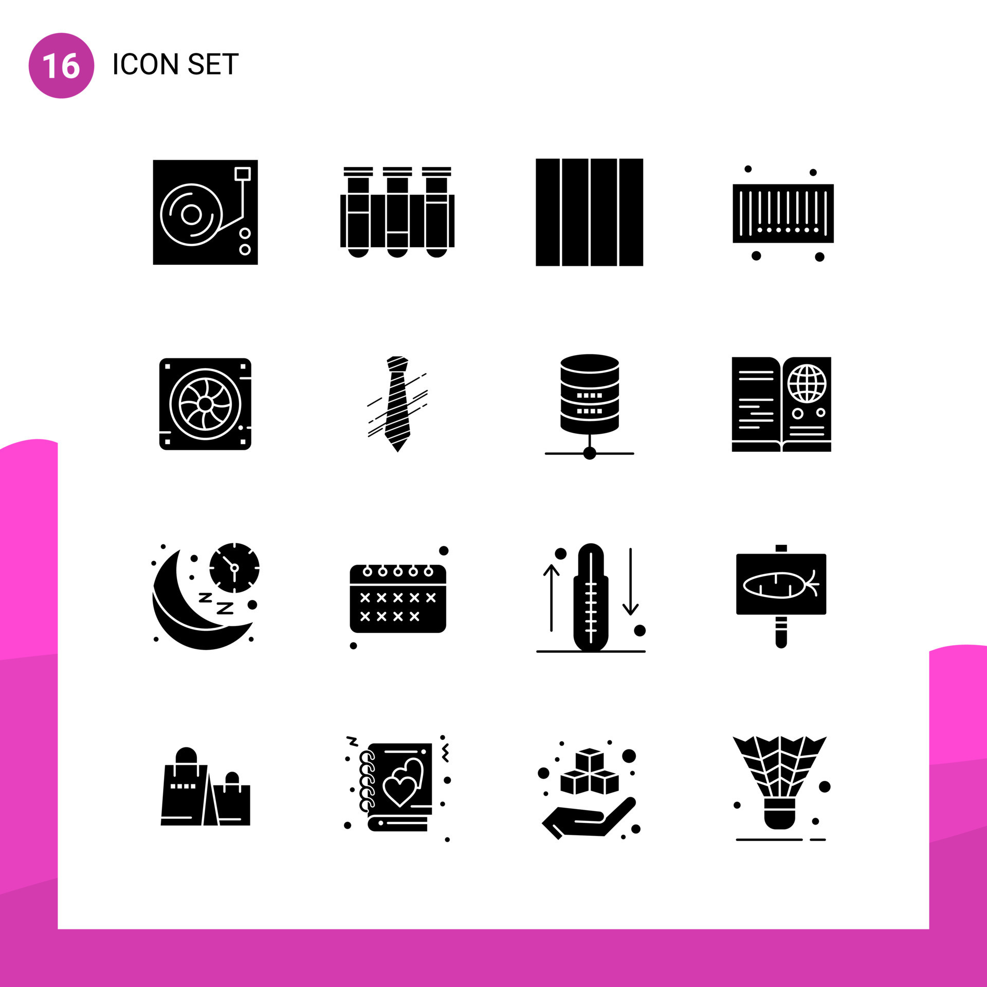 Glyph Icon set Pack of 16 Solid Icons isolated on White Background for ...