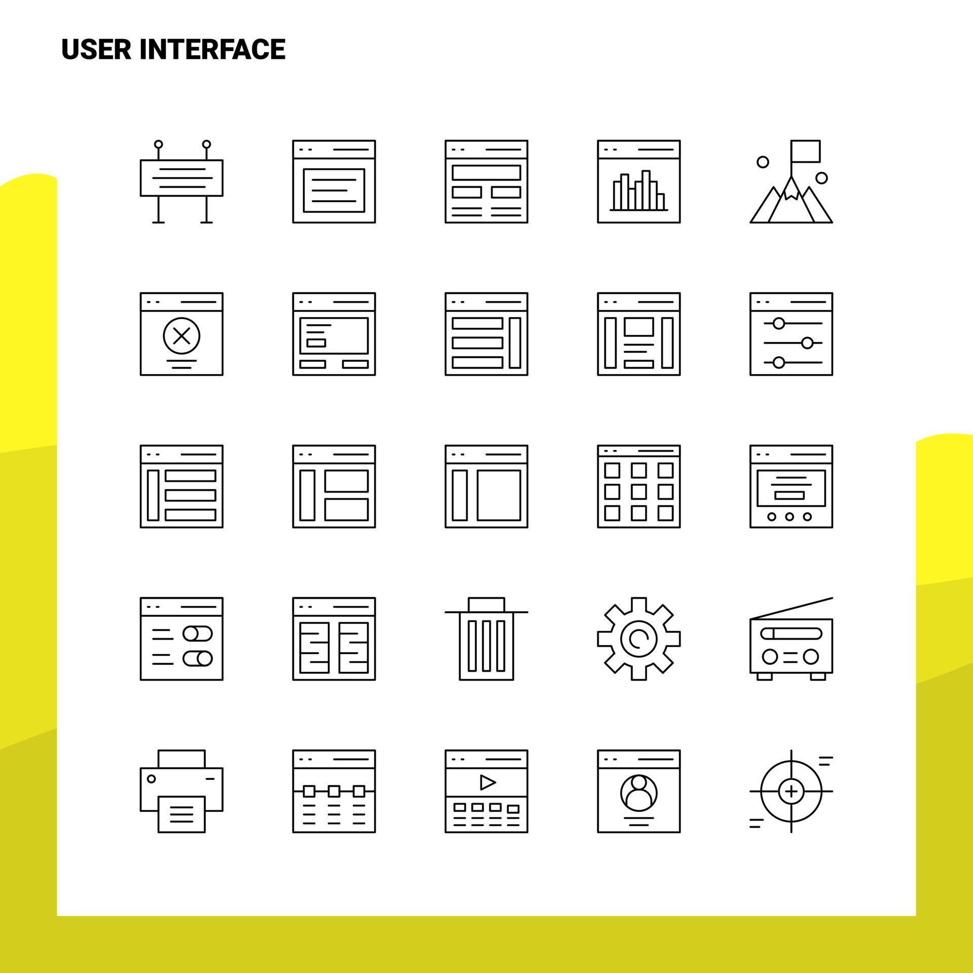Set of User Interface Line Icon set 25 Icons Vector Minimalism Style Design Black Icons Set ...