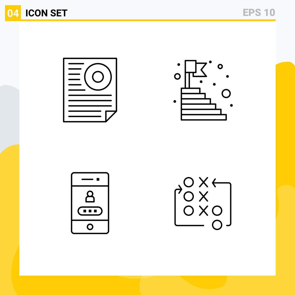 Set of 4 Modern UI Icons Symbols Signs for data success page top lock ...