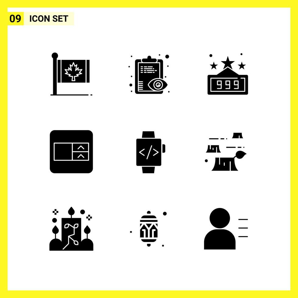 9 Icon Set Simple Solid Symbols Glyph Sign on White Background for ...