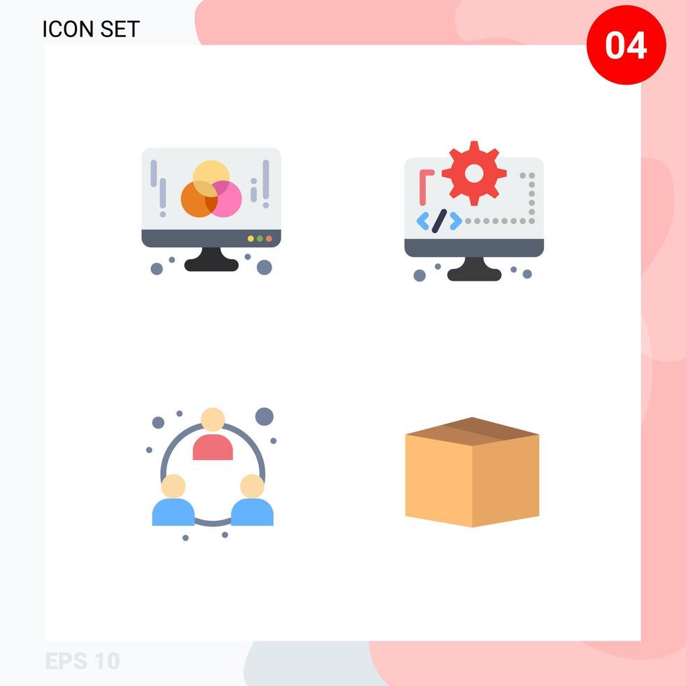 User Interface Pack of 4 Basic Flat Icons of computer business graphic ...