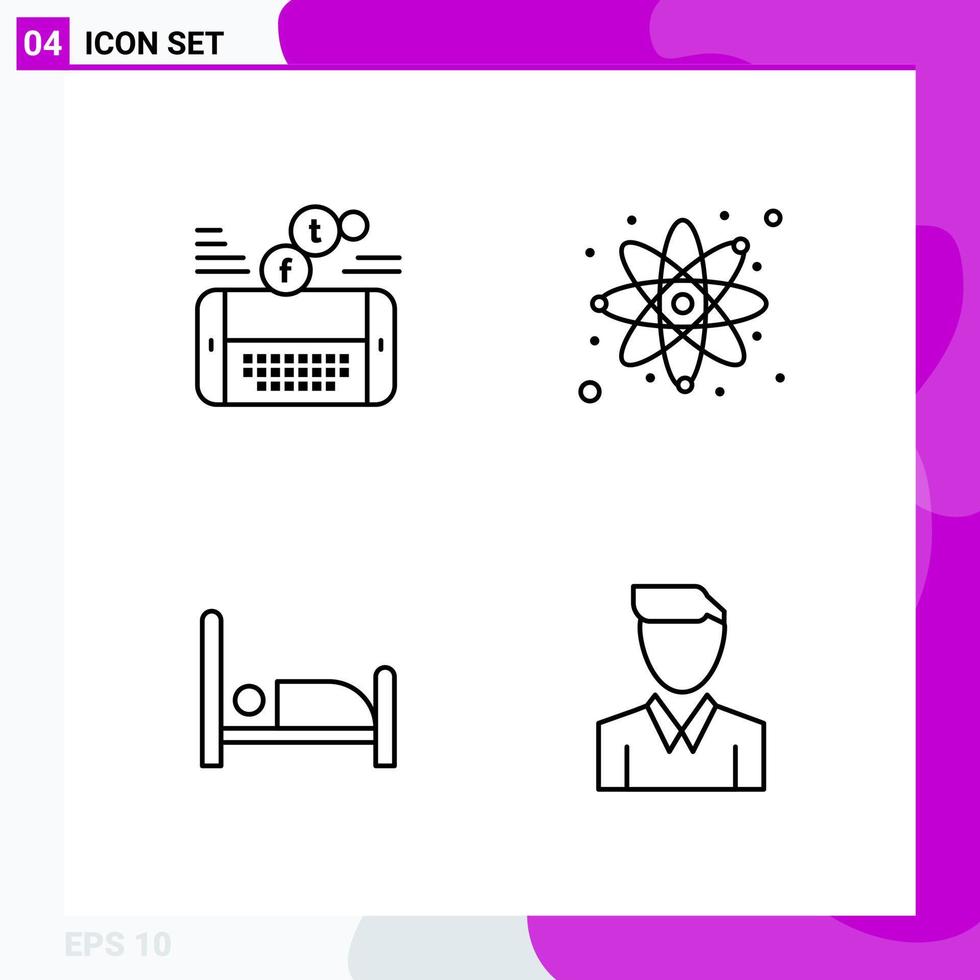 Line Icon set Pack of 4 Outline Icons isolated on White Background for ...