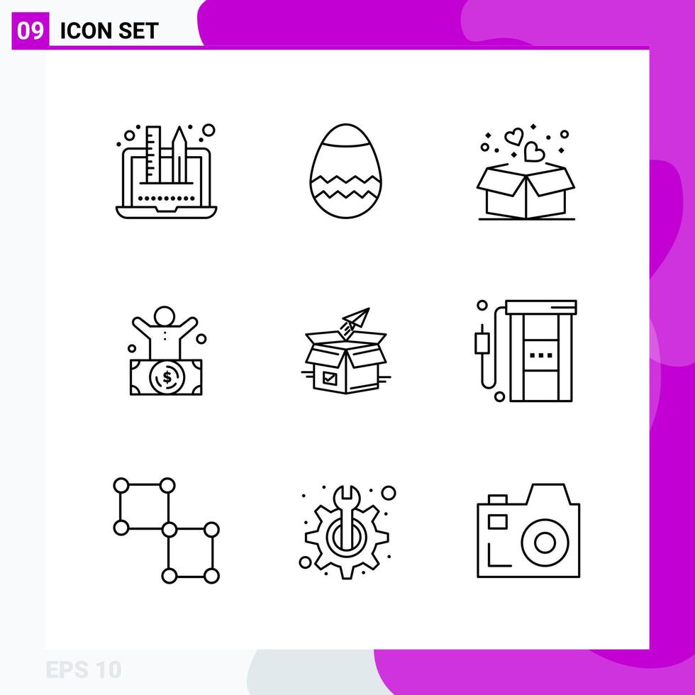 Line Icon set Pack of 9 Outline Icons isolated on White Background for Web Print and Mobile ...