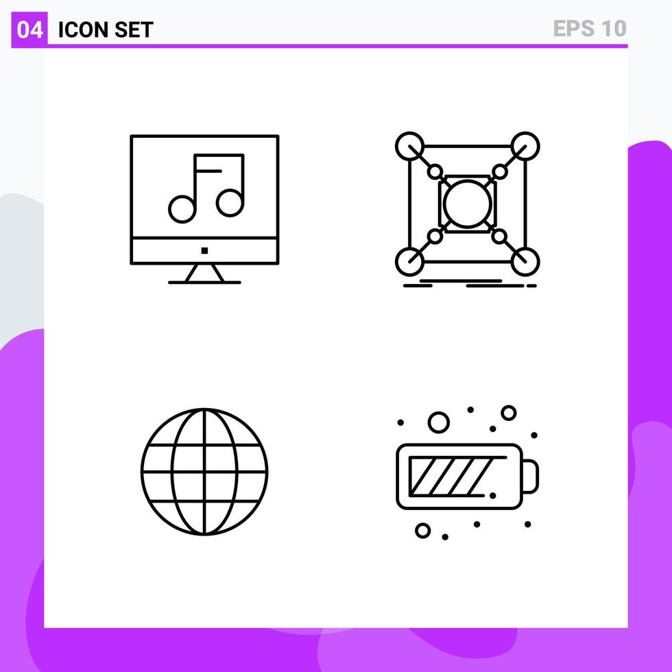 Set of 4 icons in Line style Creative Outline Symbols for Website ...