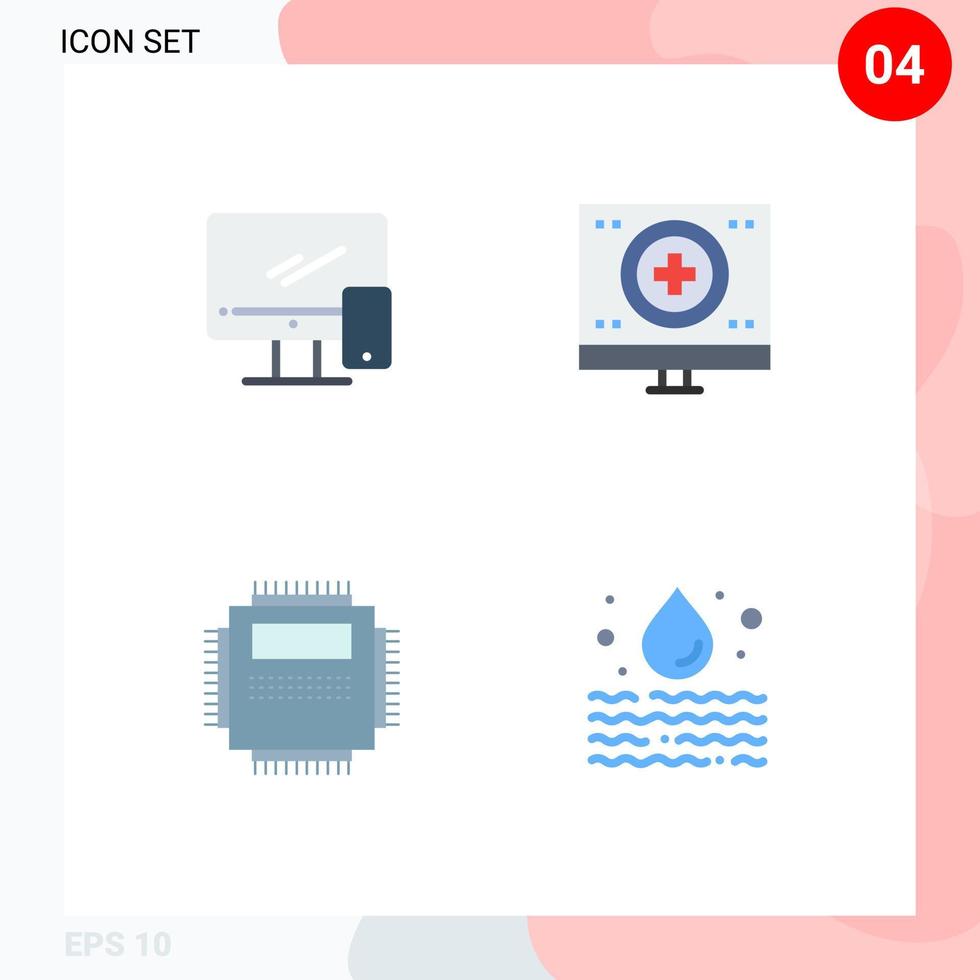 Mobile Interface Flat Icon Set of 4 Pictograms of computer monitor imac ...
