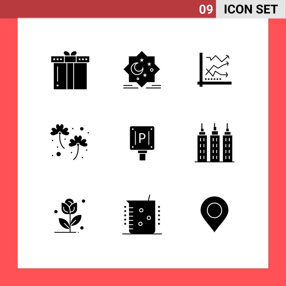 Pictogram Set of 9 Simple Solid Glyphs of ireland data eid chart analytic Editable Vector Design ...
